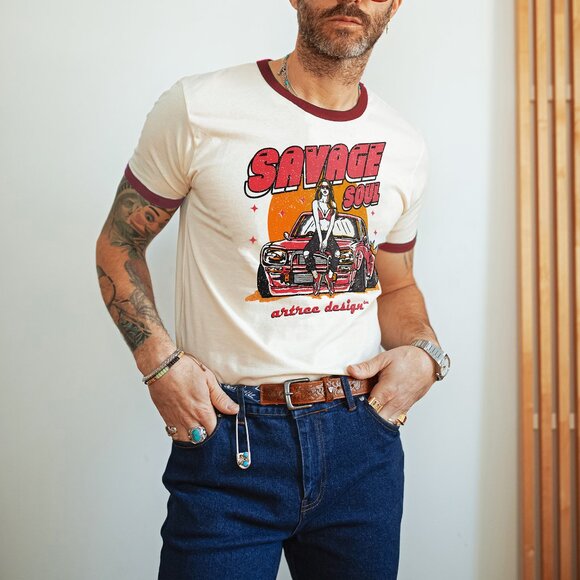 ARTREE DESIGN | Tops | Ringer T Shirt Vintage Retro Off White Racing ...